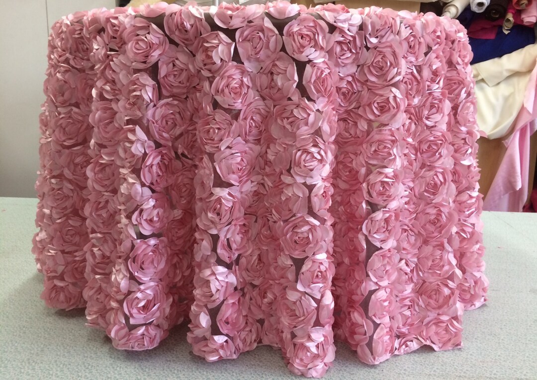 Custom Made Pink Rose Petal Rosette Tabelcloth 108 Inches Round - Etsy