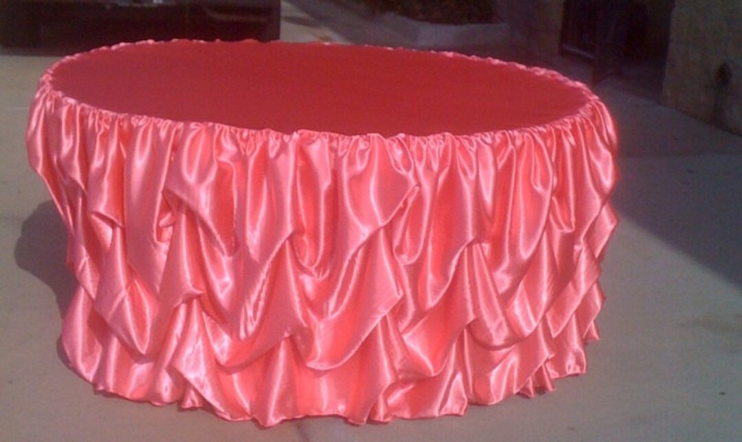 Custom Made Wedding Cake Table Tablecloth Salmon Satin - Etsy