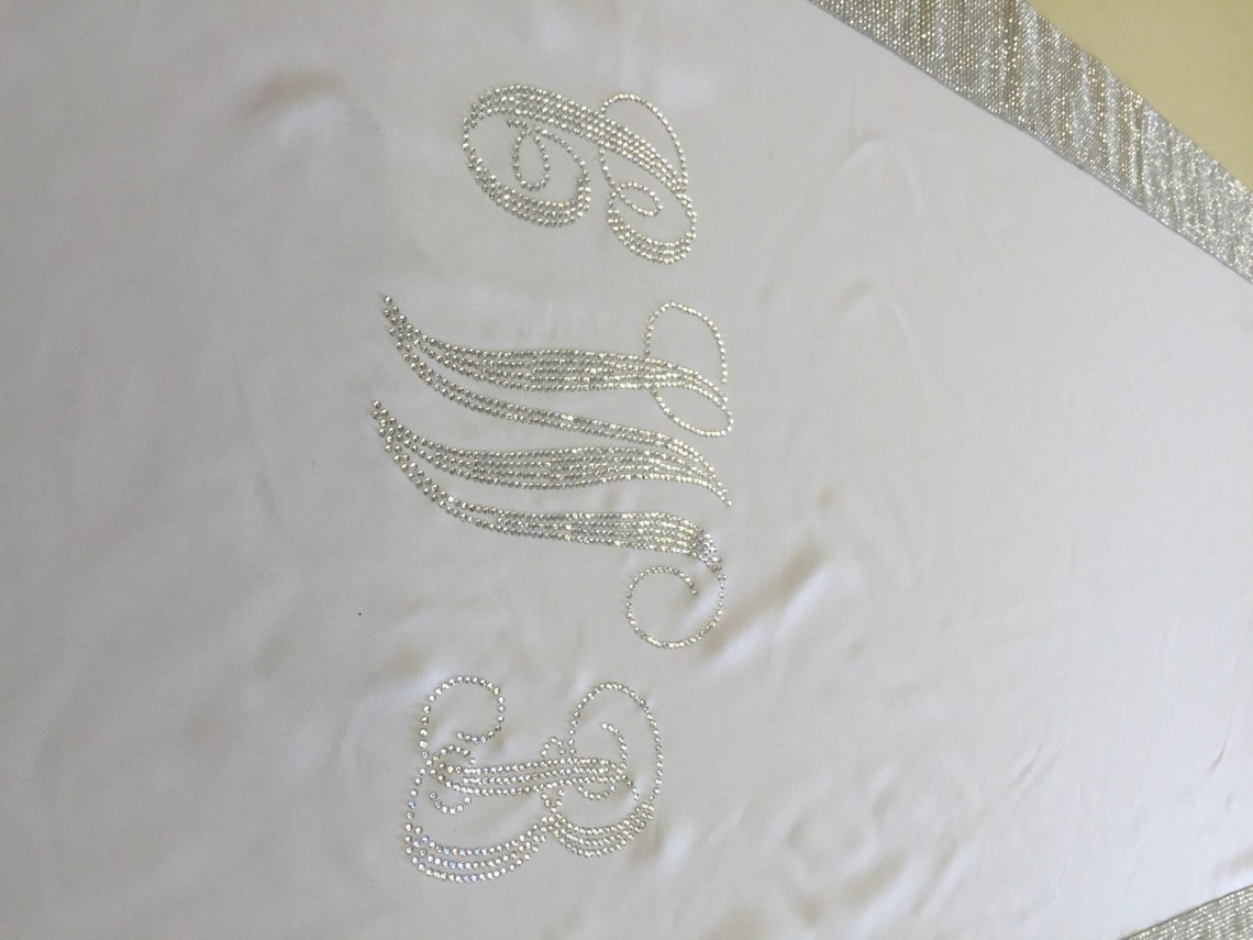 Monogram Rhinestone Custom Made White Gabardine Aisle Runner | Etsy
