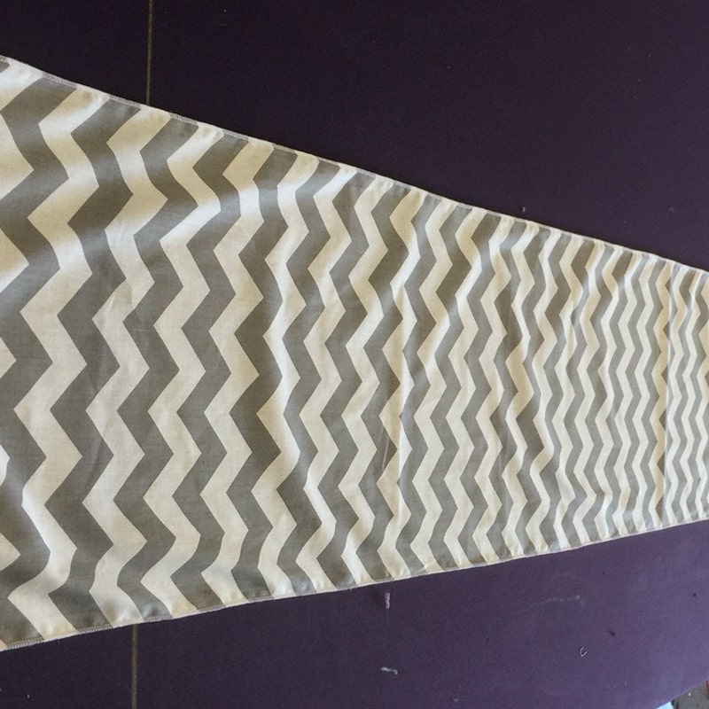 Gray Chevron Table Runner - Etsy