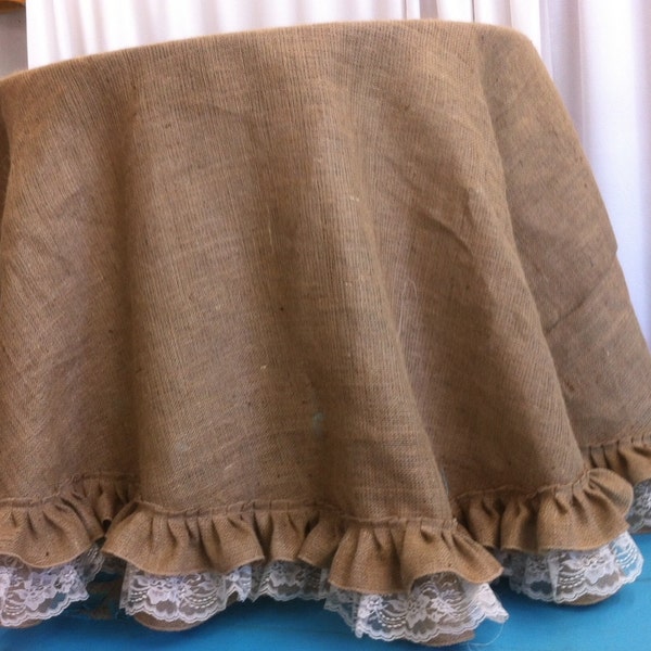 Burlap and Lace Tablecloth - Etsy