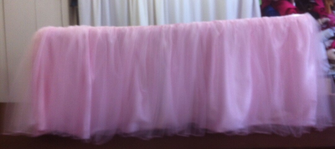 Custom Made Wedding Cake Princess Birthday Table Tablecloth Pink Tulle ...