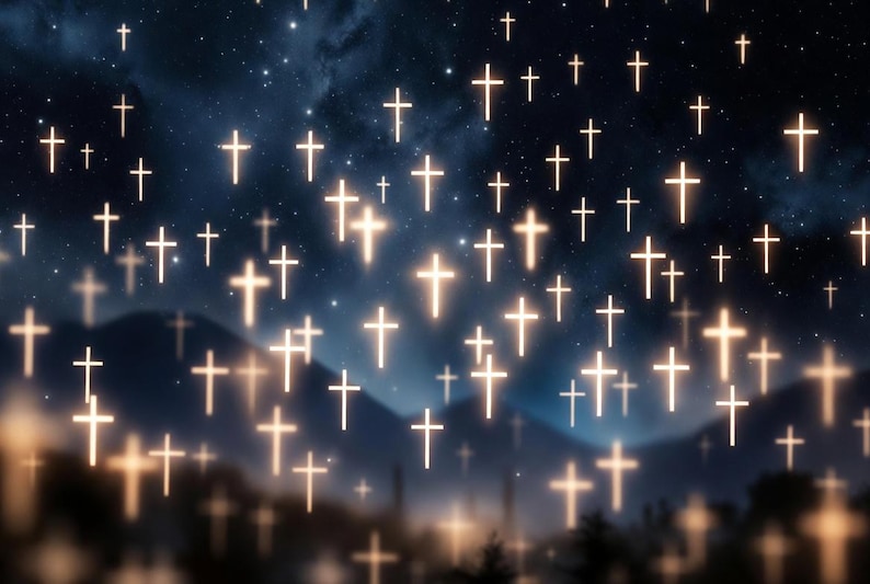 Rising Crosses Night Sky Loop | Glowing Cross Animated Background ...