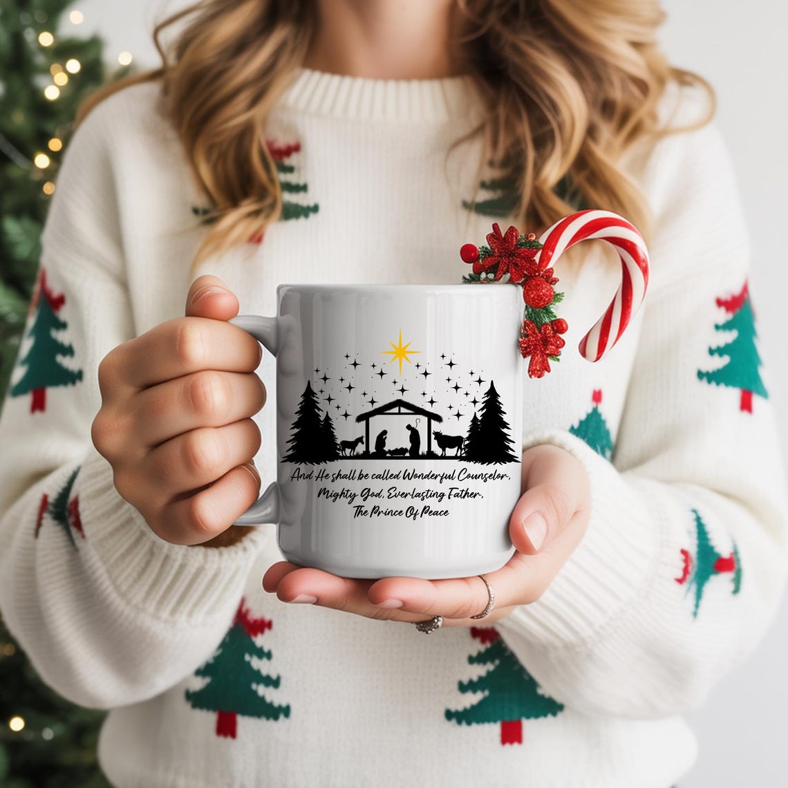 Nativity Scene Mug,religious Christmas Gift,bible Verse Christmas ...
