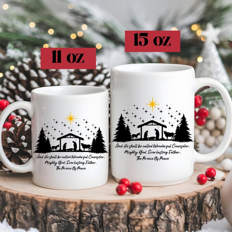 Nativity Scene Mug,religious Christmas Gift,bible Verse Christmas ...
