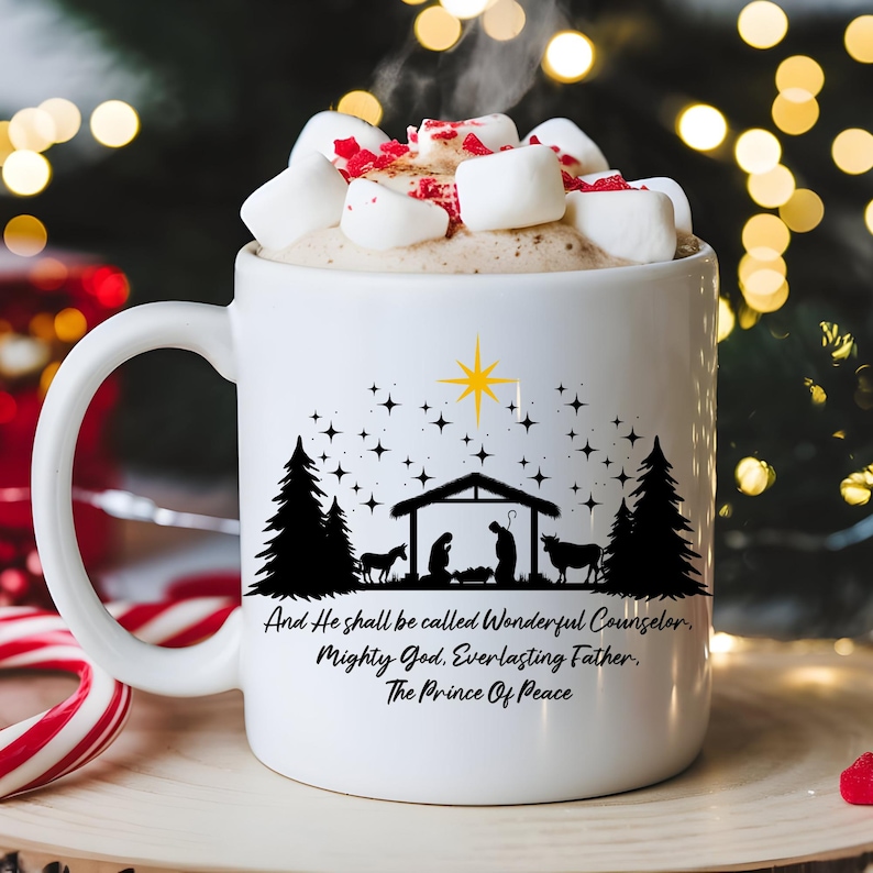 Nativity Scene Mug,religious Christmas Gift,bible Verse Christmas ...