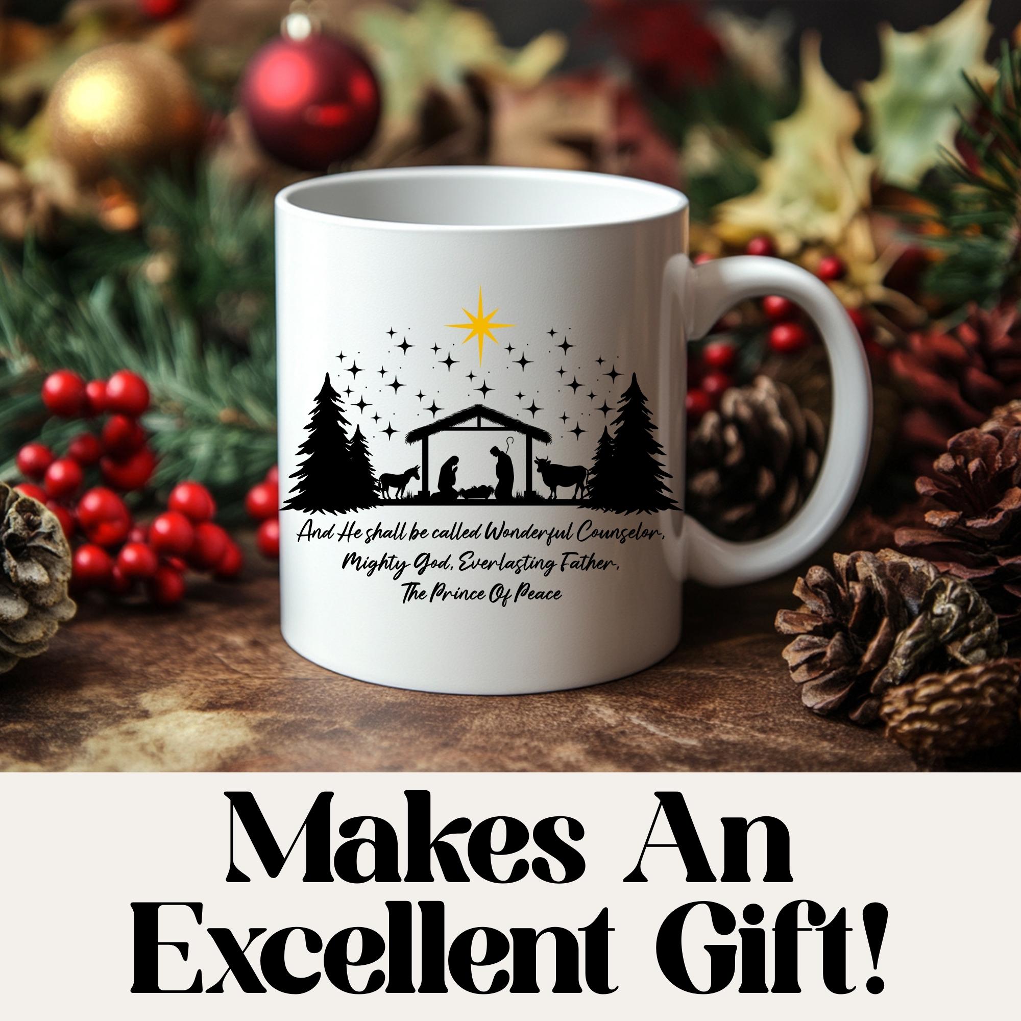 Nativity Scene Mug,religious Christmas Gift,bible Verse Christmas ...