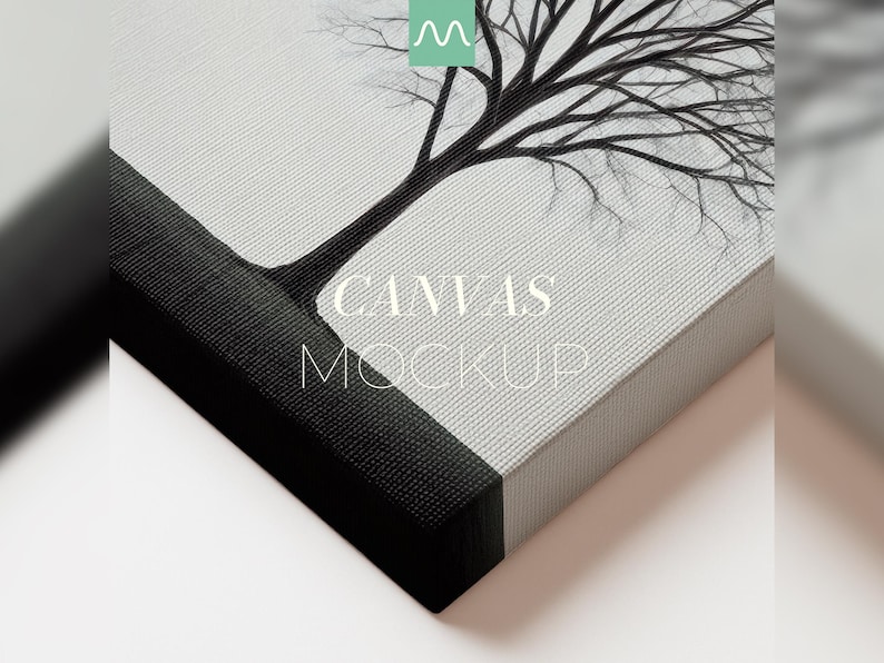 Canvas Mockup Close up Realistic Texture 1:1 Ratio Minimal Interior ...