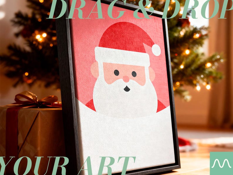 Mockup de tela emoldurada de Natal, textura realista, DIN A, mockup de ...