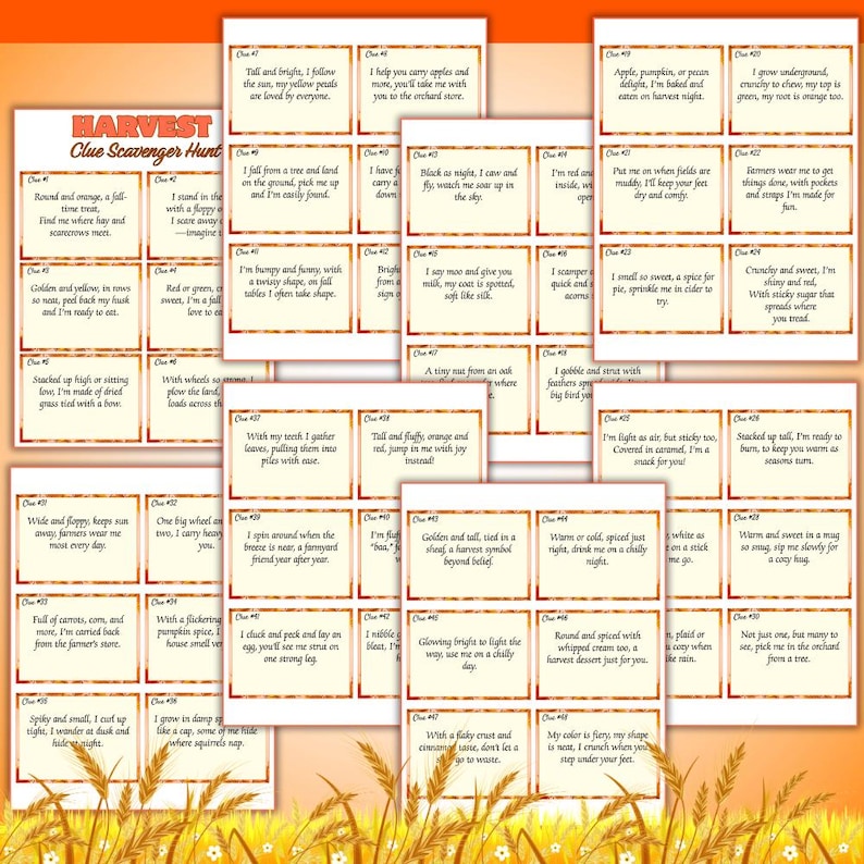 Harvest Scavenger Hunt Printable Games: Autumn Family Fun (PDF) - Etsy