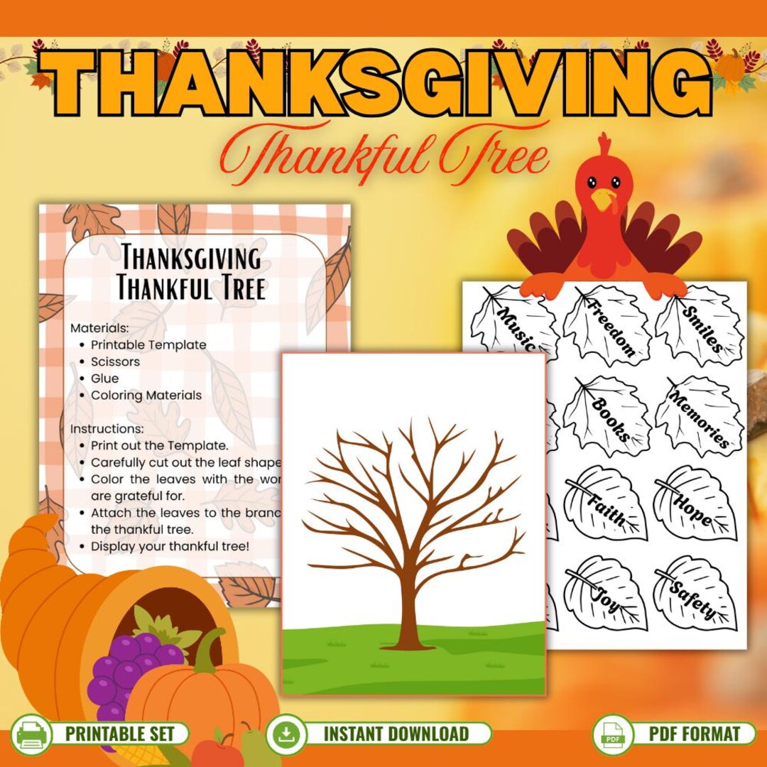 Thanksgiving Thankful Tree Printable | Gratitude Activity for Kids ...