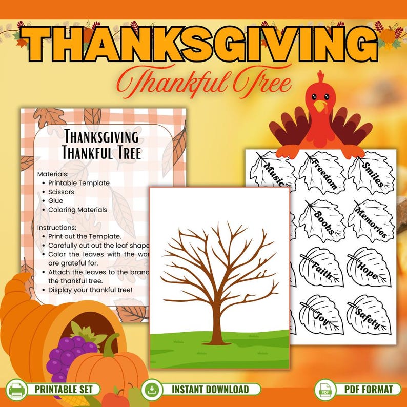 Thanksgiving Thankful Tree Printable | Gratitude Activity for Kids ...