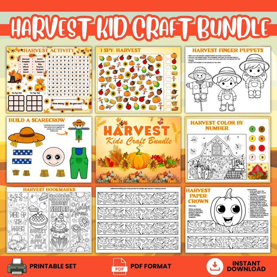 Autumn Kids Craft Bundle: Printable Fall Activities, Coloring Pages ...
