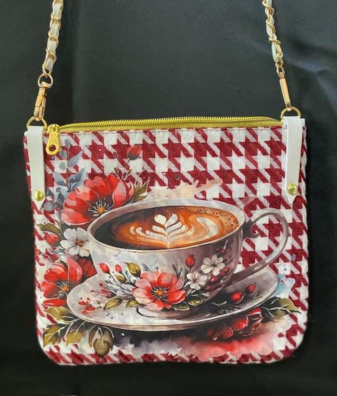 Houndstooth Flower Handmade Crossbody Purse Red Burgundy - Etsy