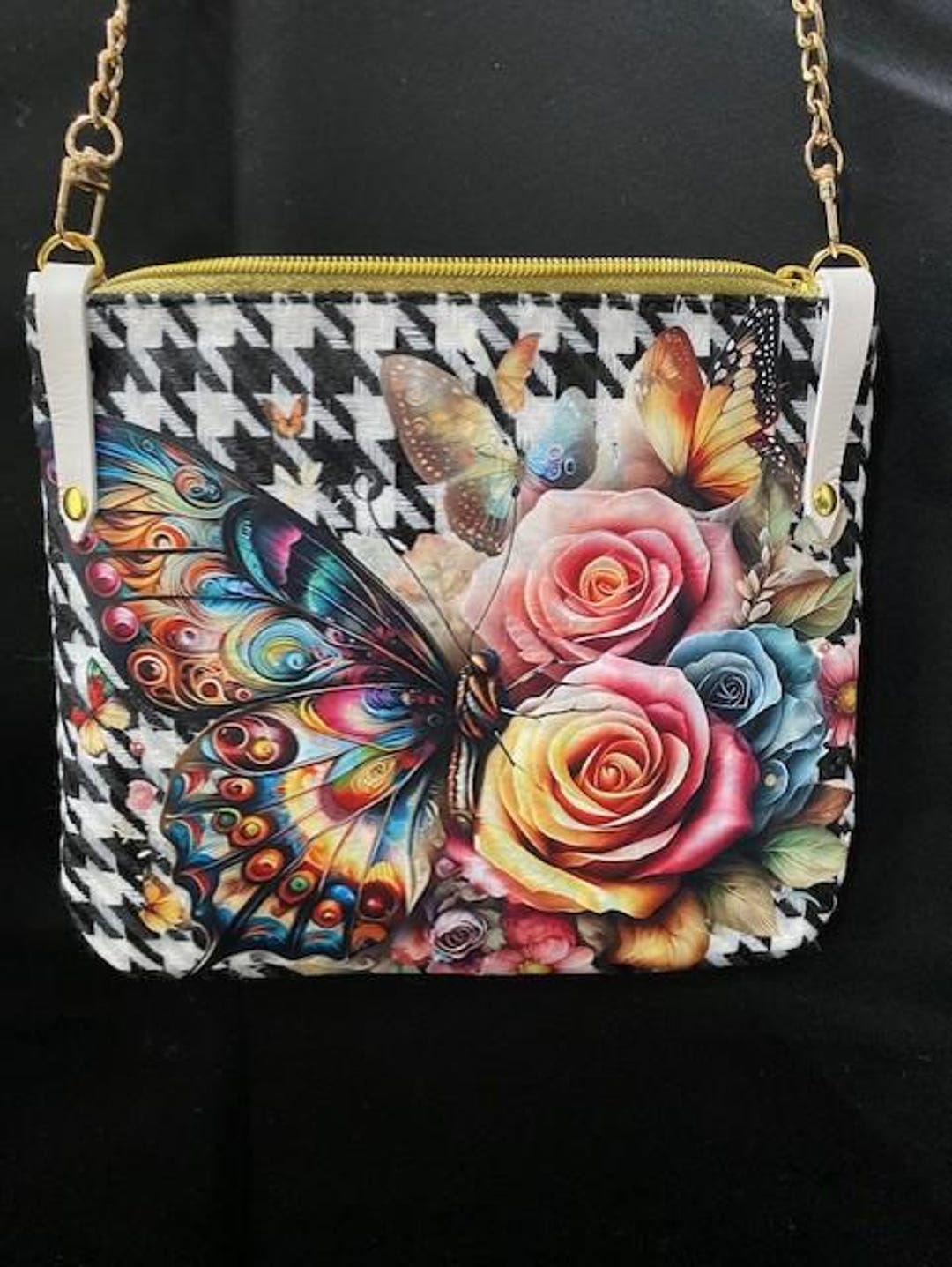Houndstooth Flower Handmade Crossbody Purse Orange Flowers - Etsy