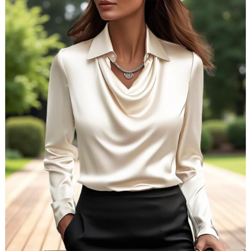 Cowl Neck Gold Blouse - Etsy