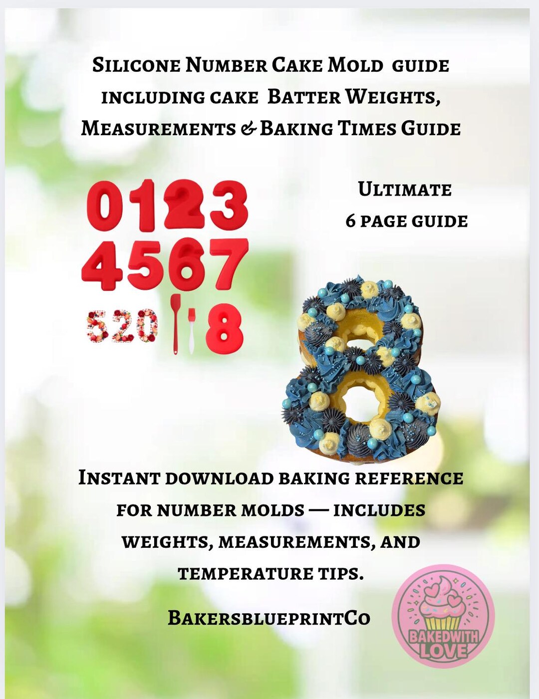 Silicone Number Mold Guide for Cakes With Oven Conversion Chart ...