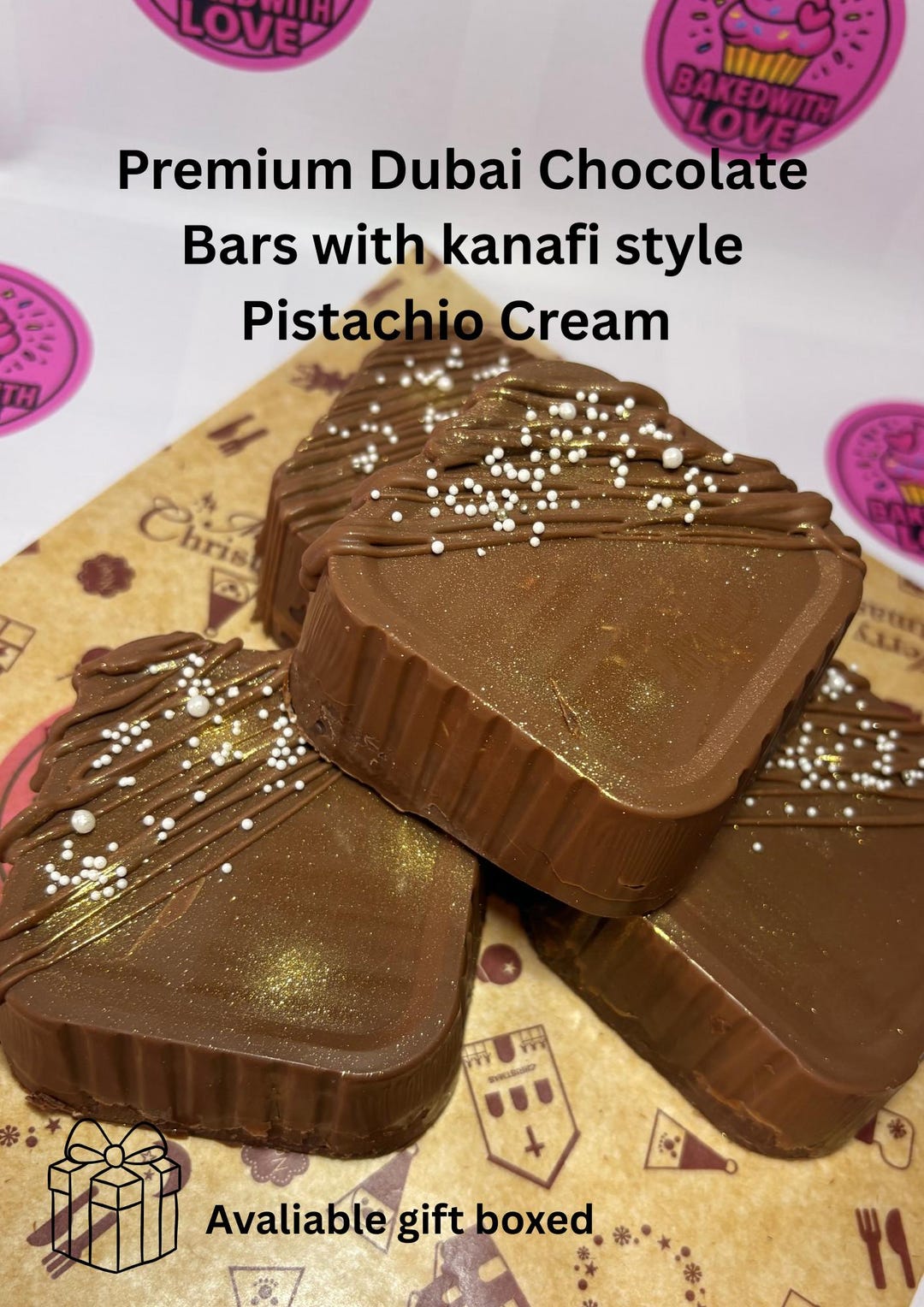 Premium Dubai Chocolate Bars With Kanafi Style Pistachio Cream Lovingly ...