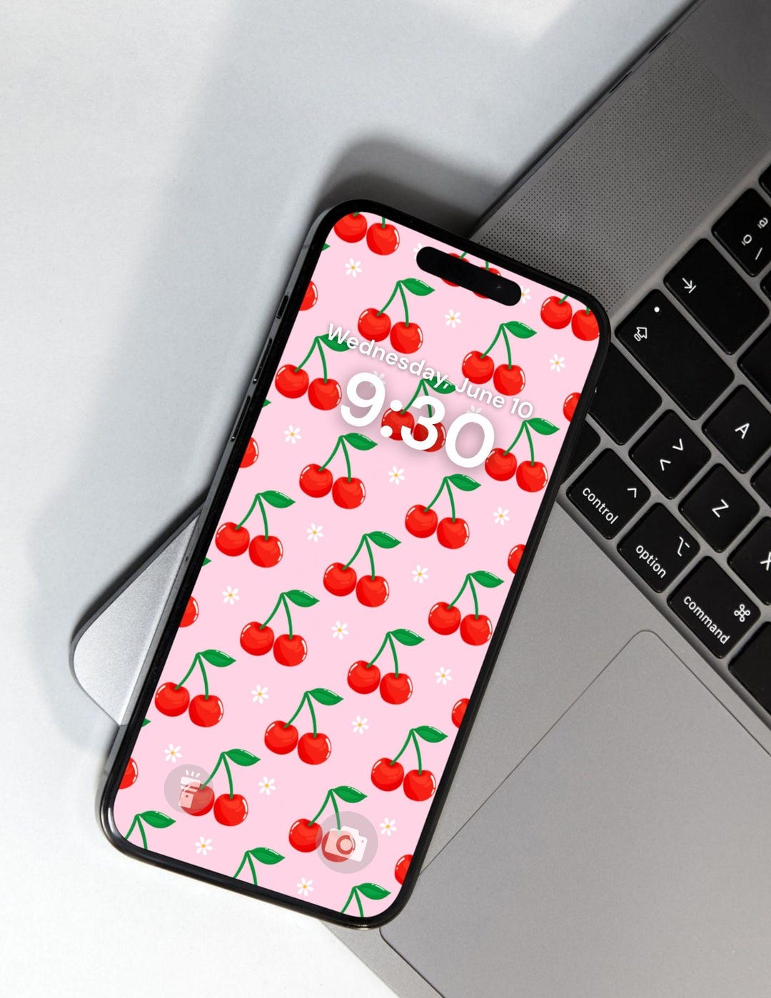 Cute Cherries Digital Background: Art Wallpaper for Phone, Tablet ...