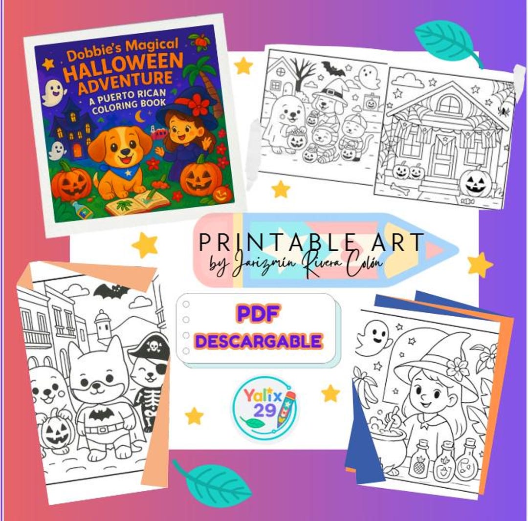 Dobbie's Magical Halloween Adventure - A Puerto Rican Coloring Book - Etsy