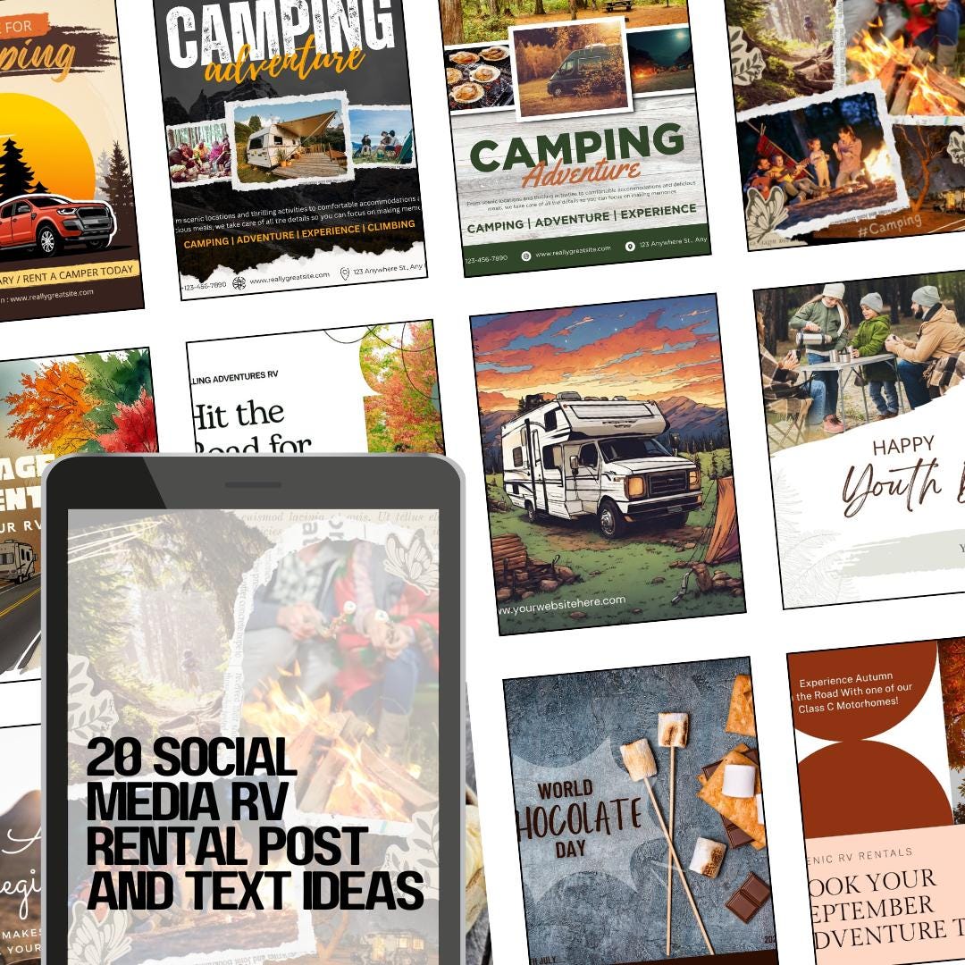 20 Editable RV Rental Social Media Posts | Canva Template for Instagram ...