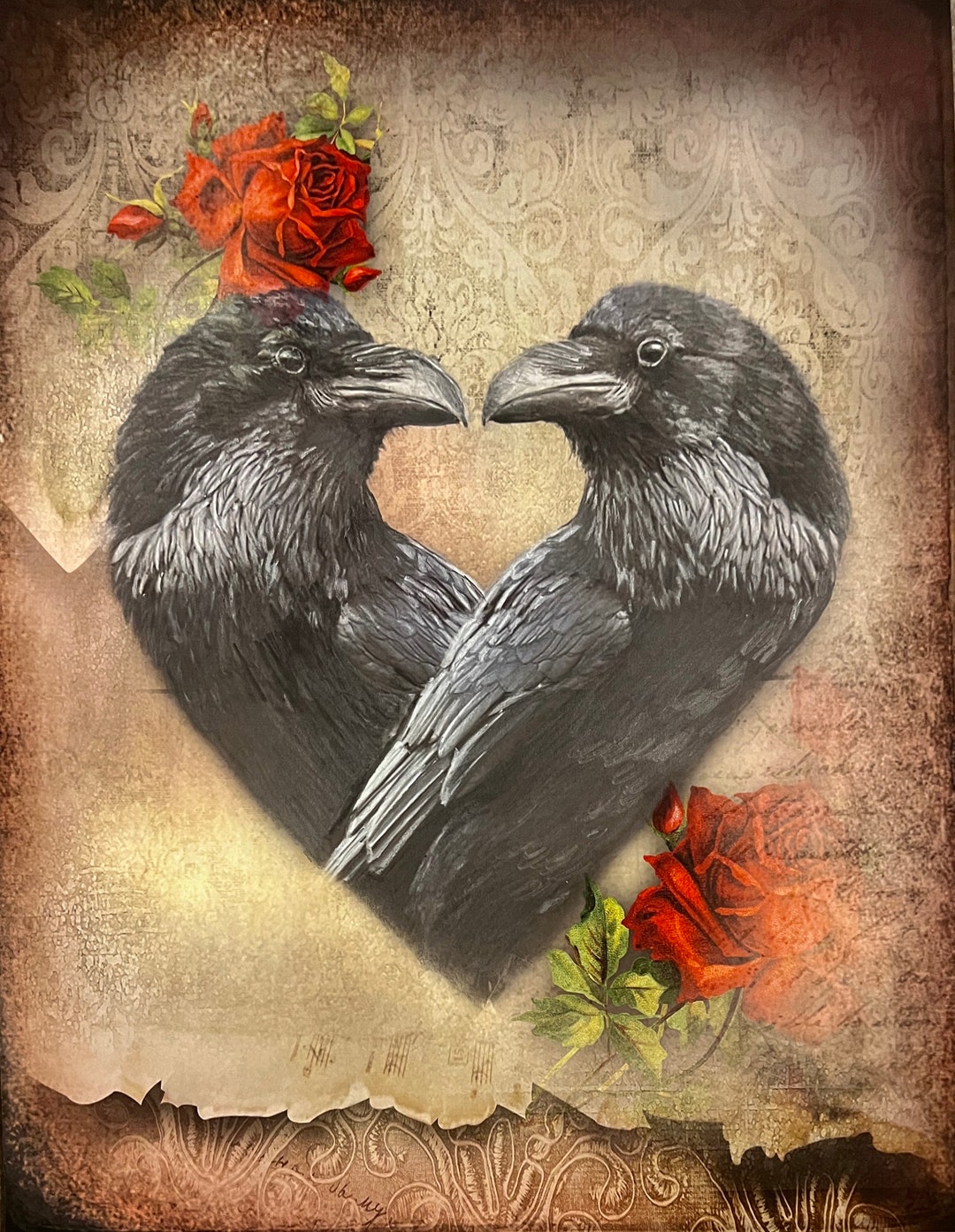 Romantic Raven Heart Art Print, 8x10" Signed - Etsy