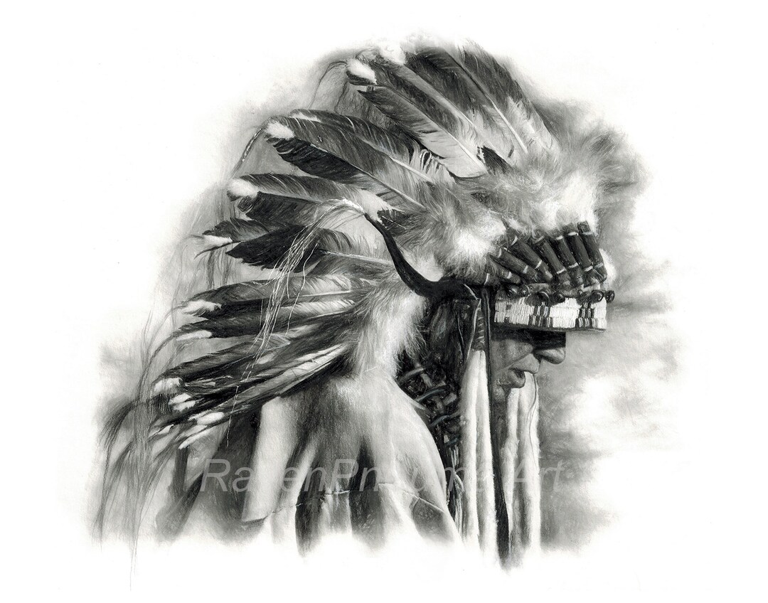 Sioux Chief Artwork Print, Pencil Drawing, Signed - Etsy