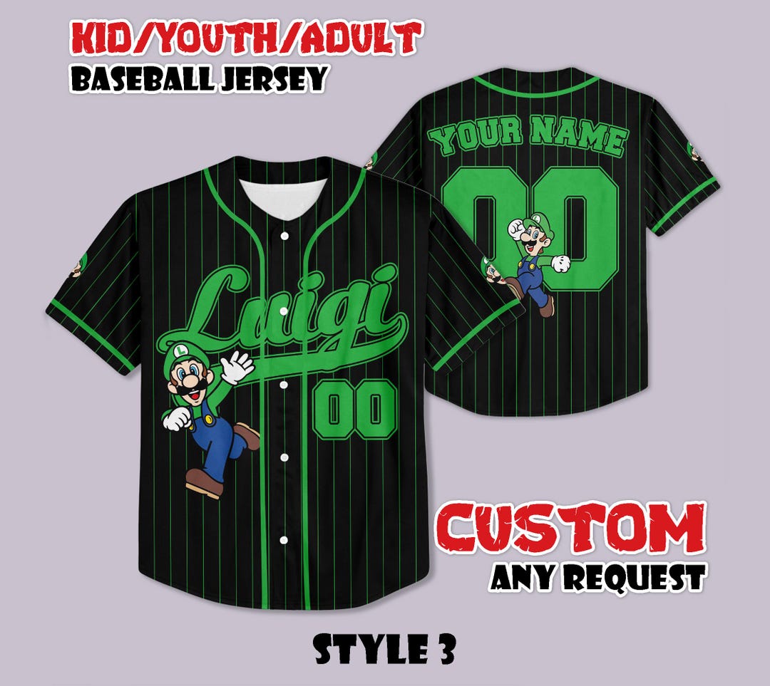 Custom Luigi Super Mario Baseball Jersey, Nintendo Fan Gift - Etsy