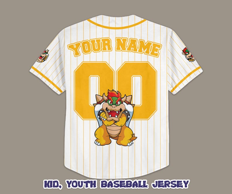 Custom Bowser Super Mario Baseball Jersey, Nintendo Fan Gift - Etsy