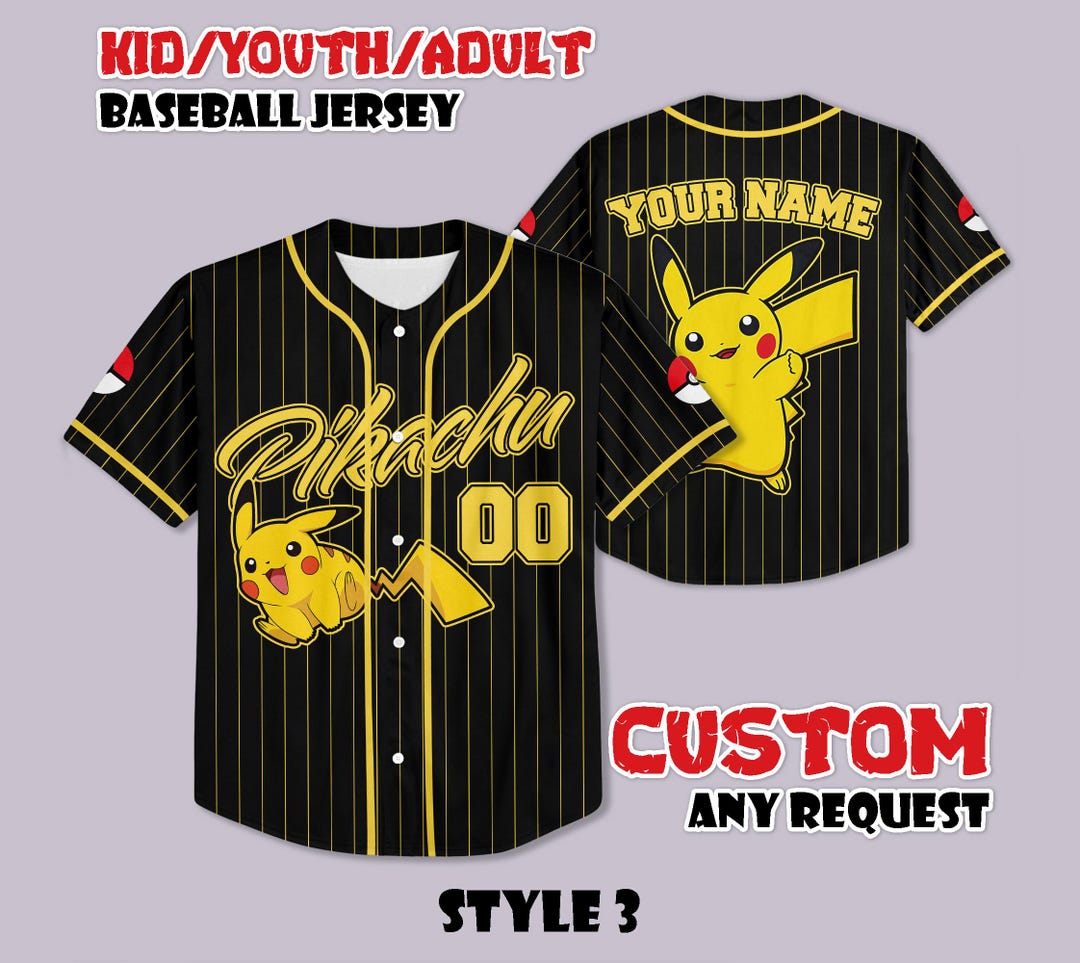 Custom Pikachu Baseball Jersey, Custom Baseball Jersey, Cute Shirt ...