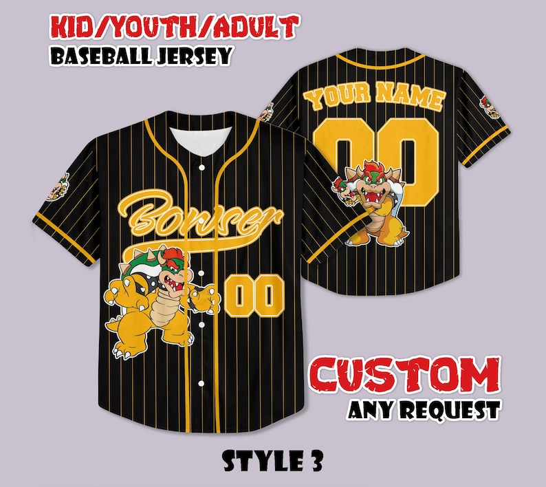 Custom Bowser Super Mario Baseball Jersey, Nintendo Fan Gift - Etsy