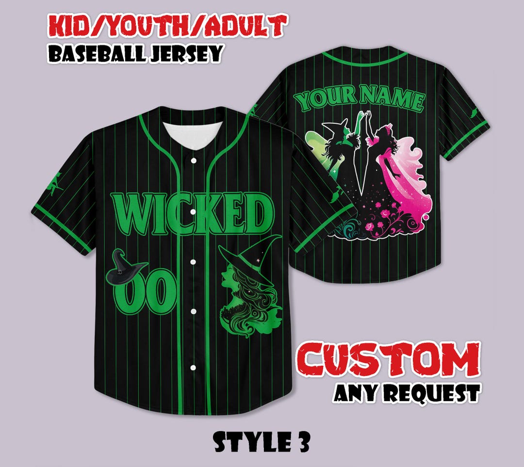 Custom Wicked Baseball Jersey, Elphaba Glinda Shirt, Musical Movie Gift ...