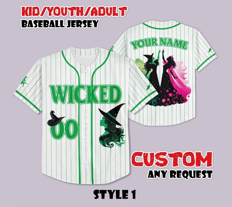 Custom Wicked Baseball Jersey, Elphaba and Glinda Shirt - Etsy