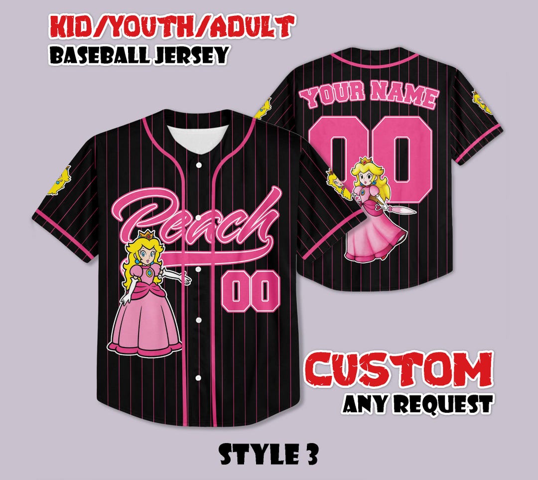 Custom Princess Peach Baseball Jersey, Super Mario Fan Gift - Etsy