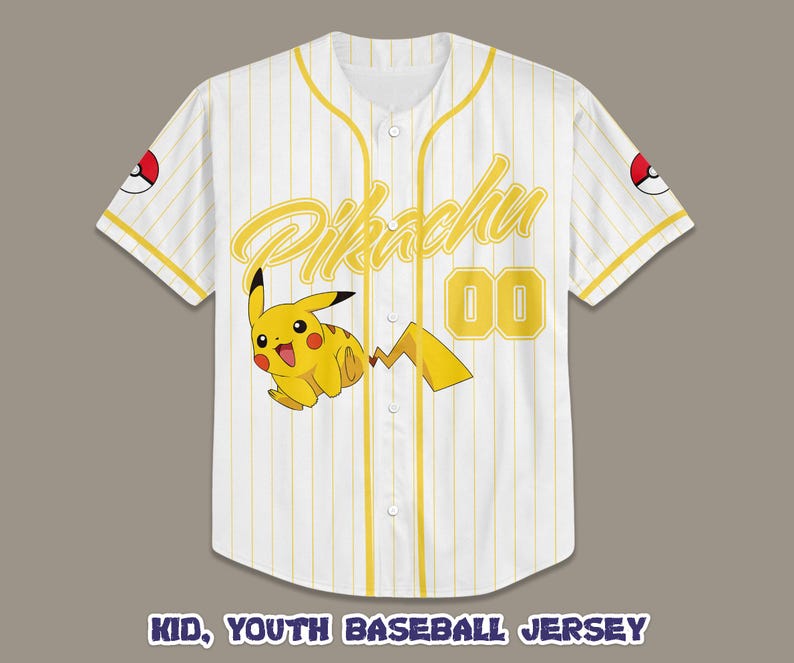 Custom Pikachu Baseball Jersey, Custom Baseball Jersey, Cute Shirt ...