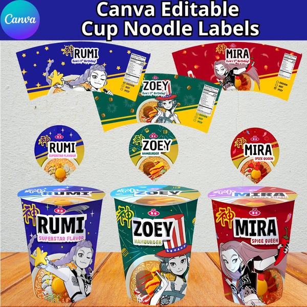 Kpop demon hunters ramen labels - Etsy México