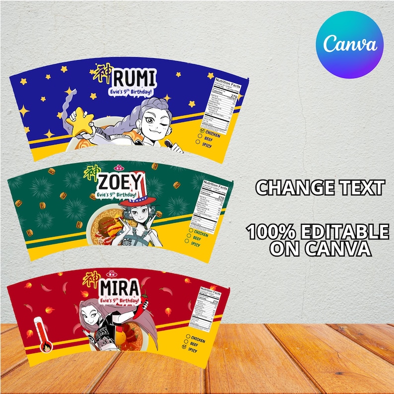 Kpop Demon Hunters, Cup Noodle Labels Ramyeon, Cosplay Party Huntrix ...