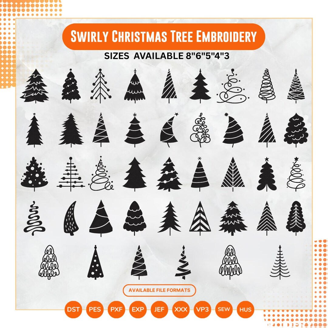 Mega Swirly Christmas Tree Bundle – Elegant Holiday Embroidery Digital ...