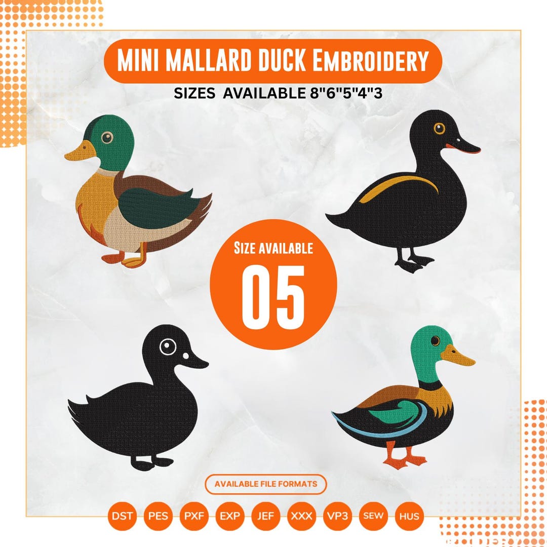 Mini Mallard Duck Machine Embroidery Design-instant DOWNLOAD - Etsy