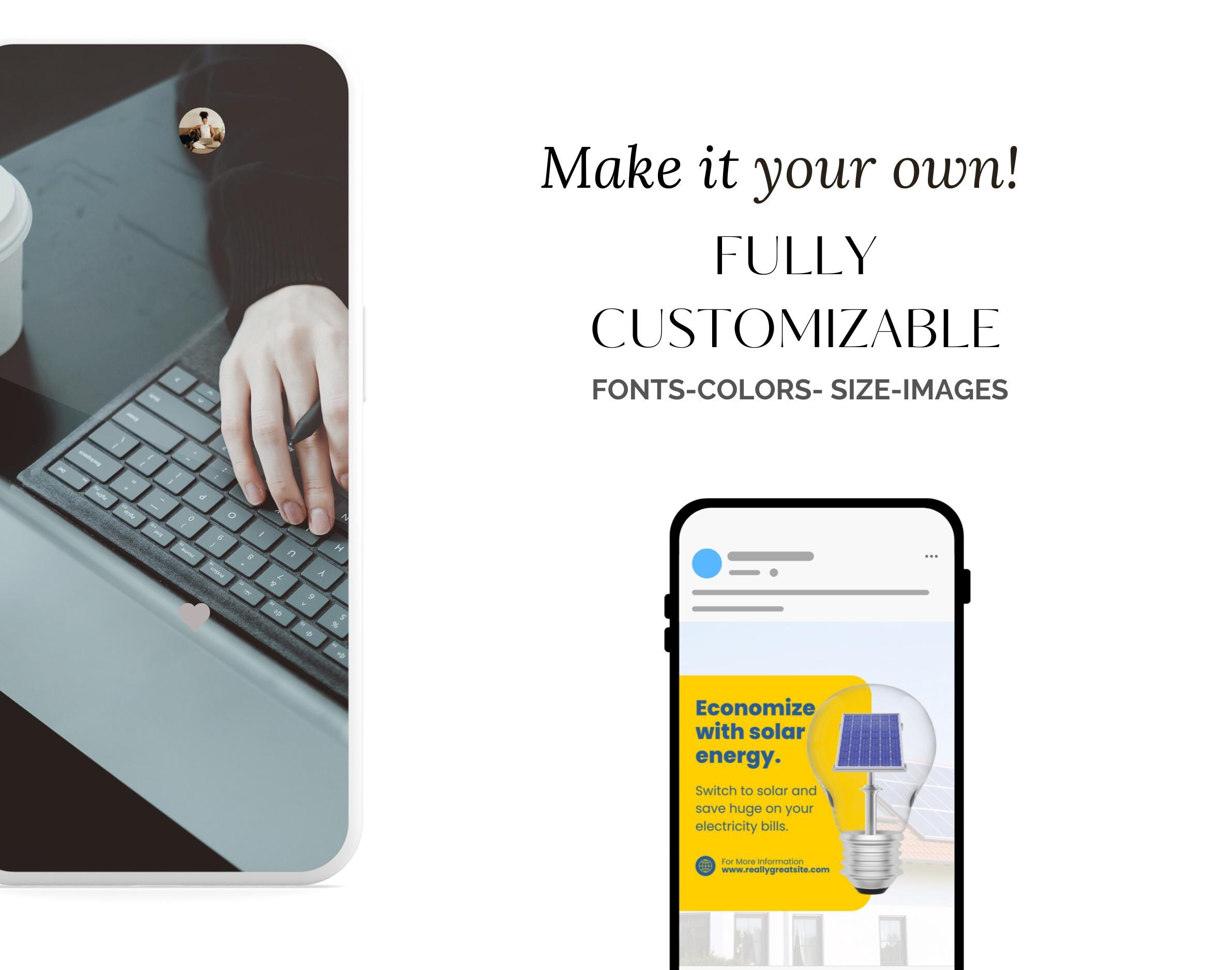 Solar Energy Instagram Templates | Canva Editable Social Media Posts ...