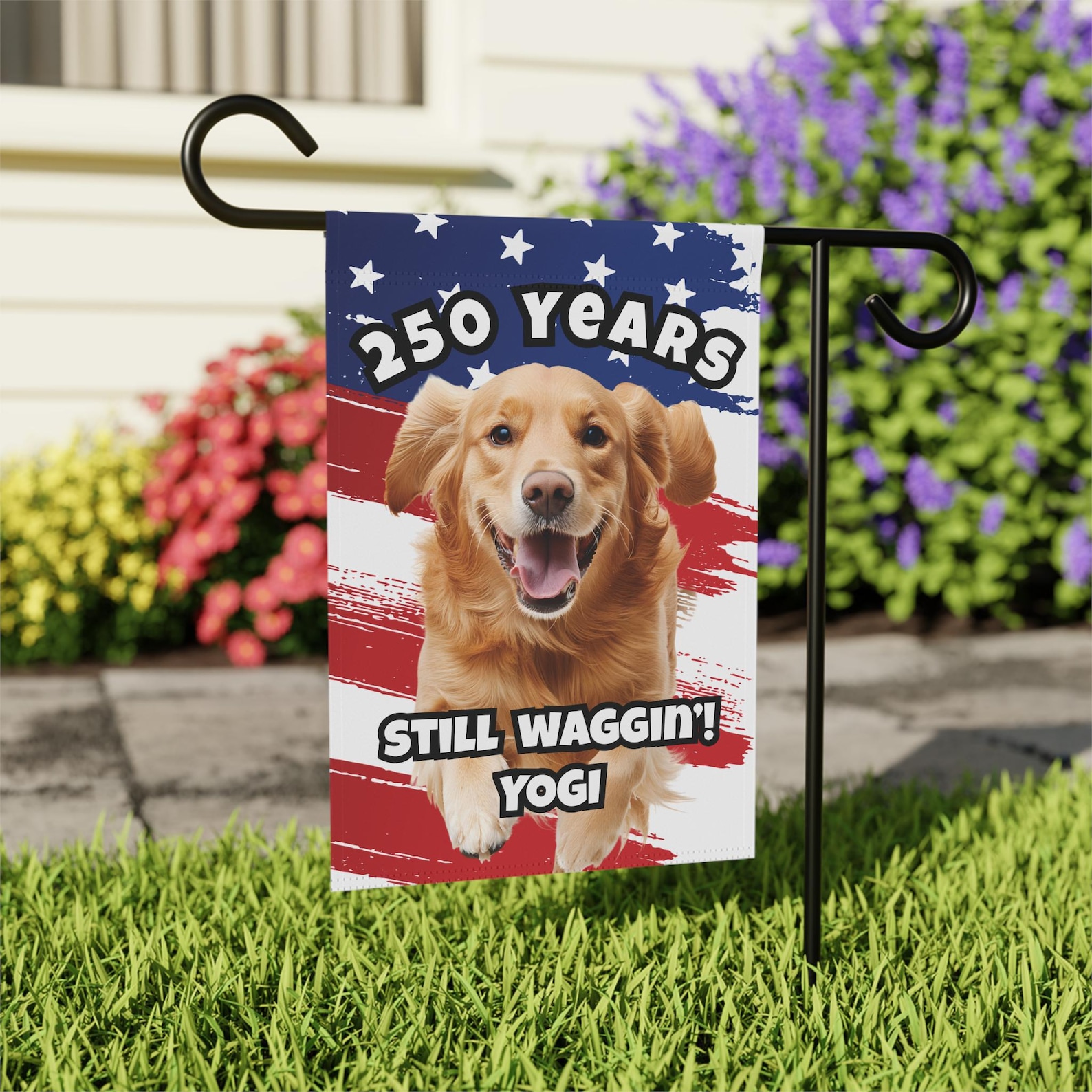 USA 250th Anniversary Dog Flag, Custom Pet Photo Garden Flag, Still ...