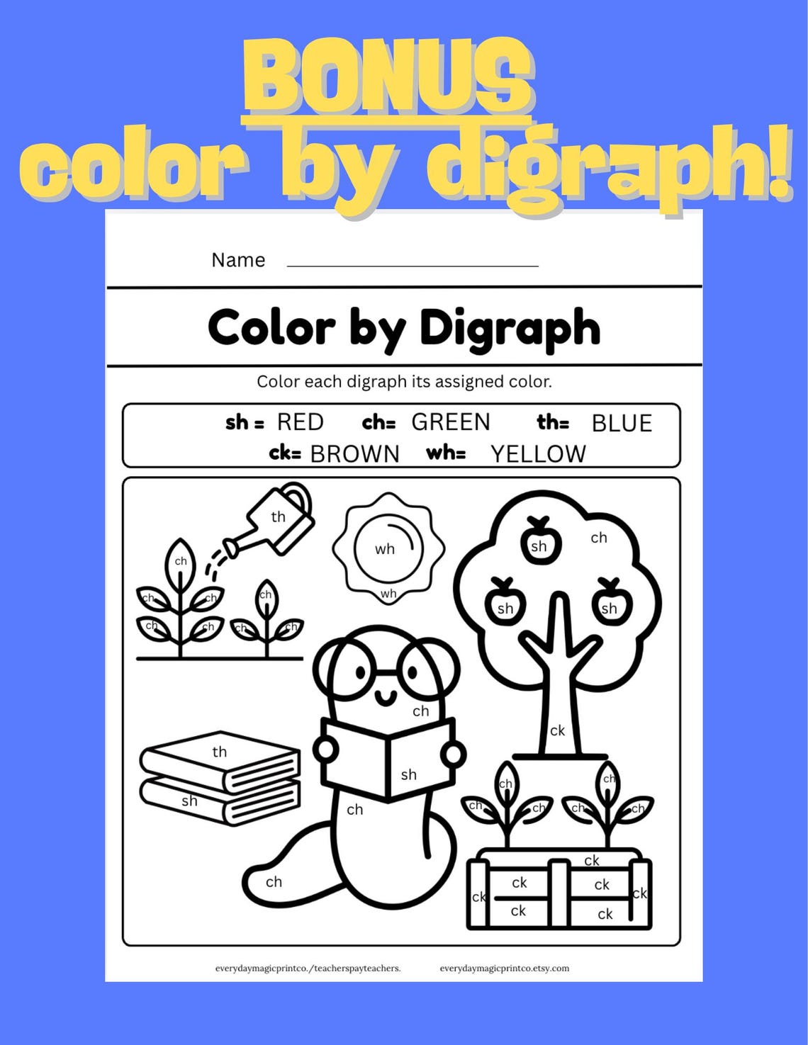 Kindergarten Digraph Worksheets | Beginning & Ending Digraphs | Digraph ...