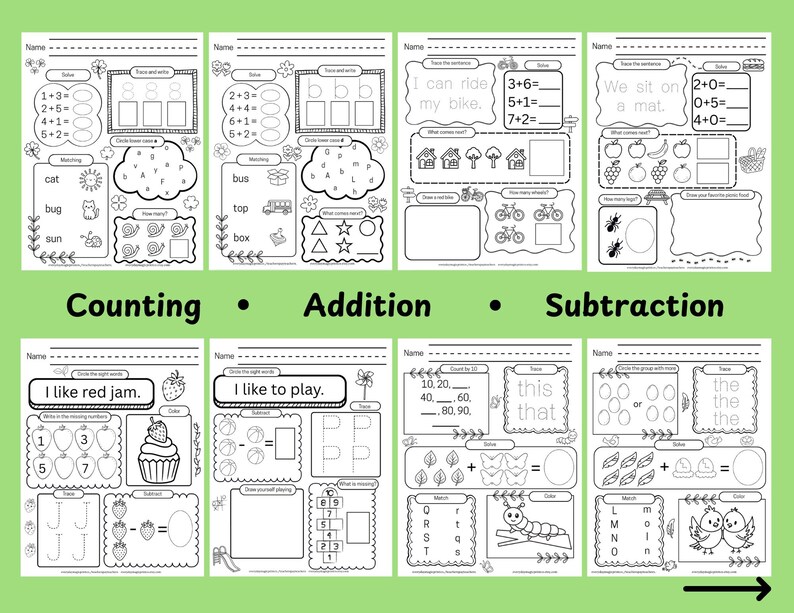 Kindergarten Spiral Review - Printable - Morning Work - Homework ...