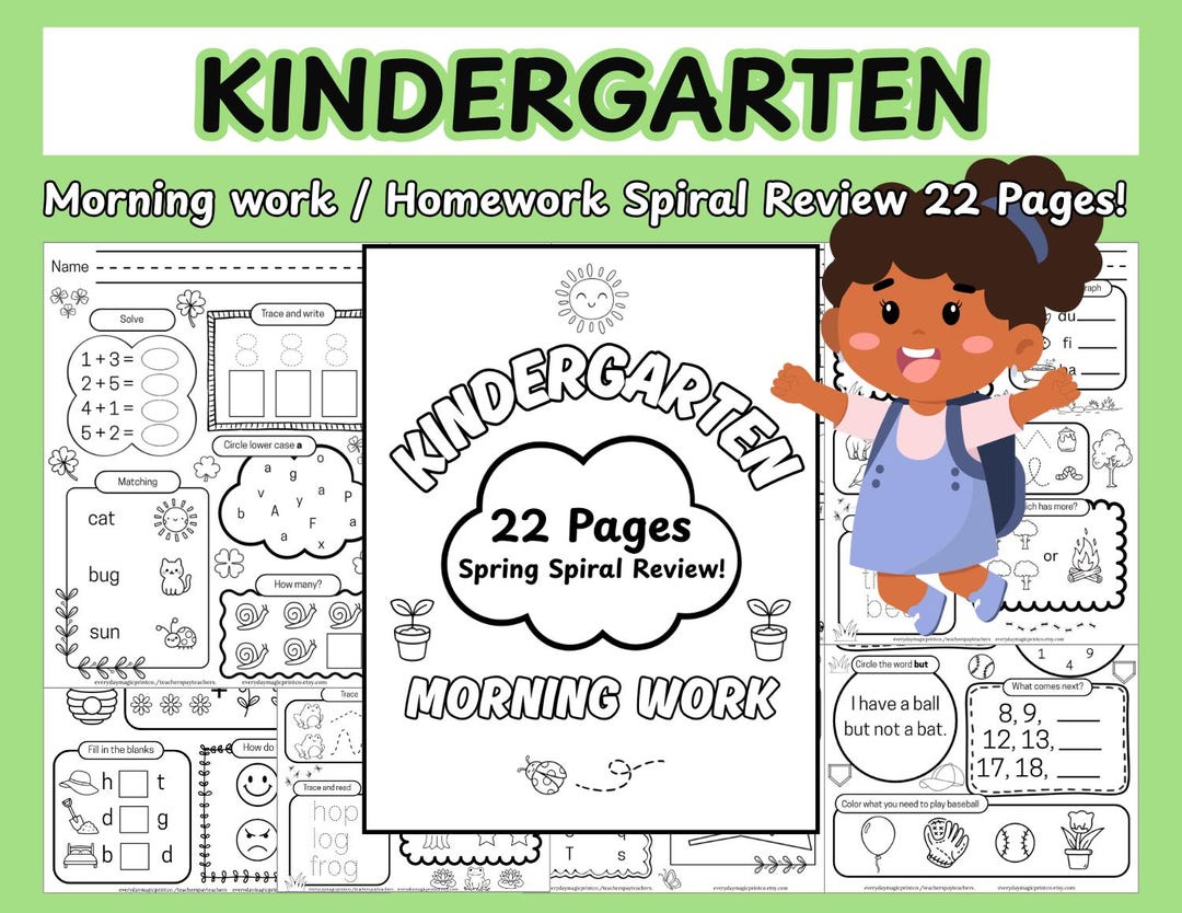 Kindergarten Spiral Review - Printable - Morning Work - Homework ...