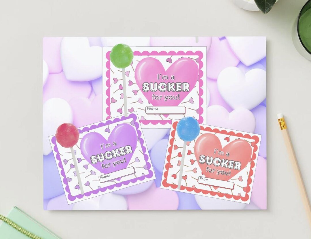 Lollipop Valentine's Day Cards for Kids – "i'm a Sucker for You ...