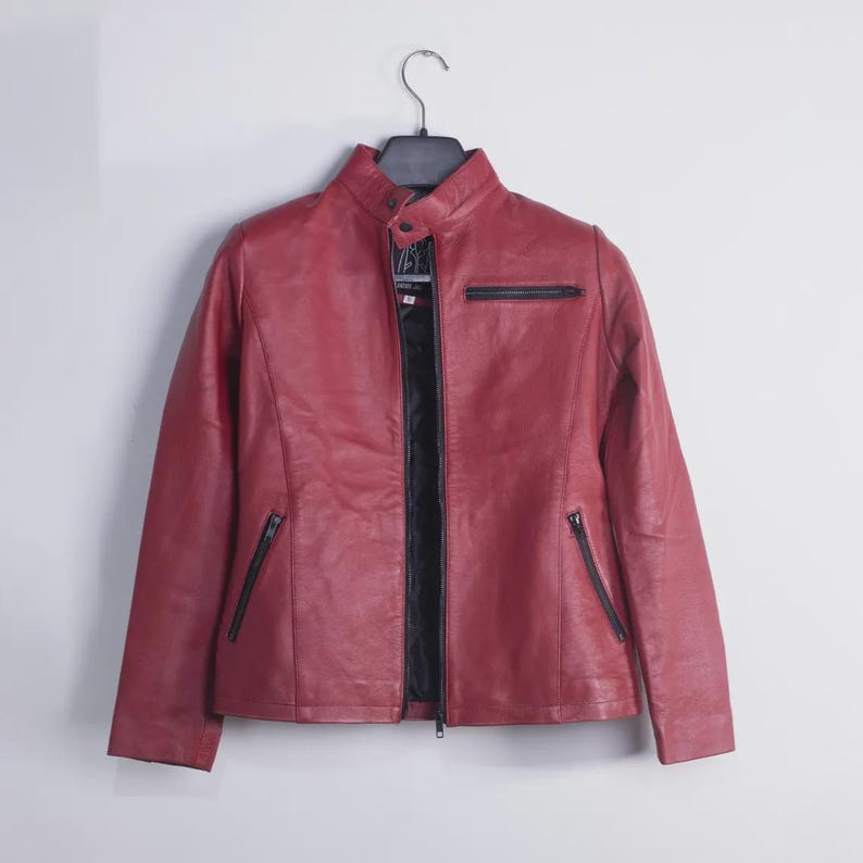 Resident Evil 2 Remake Claire Redfield's Red Moto Leather Jacket, RE2 ...