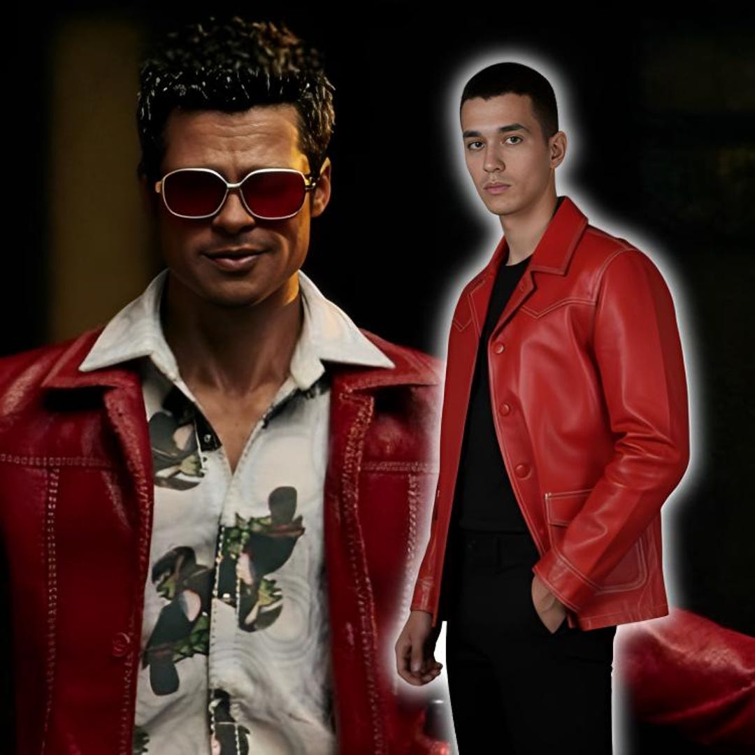 Tyler Durden Red Leather Jacket: Iconic Rebellious Style - Etsy