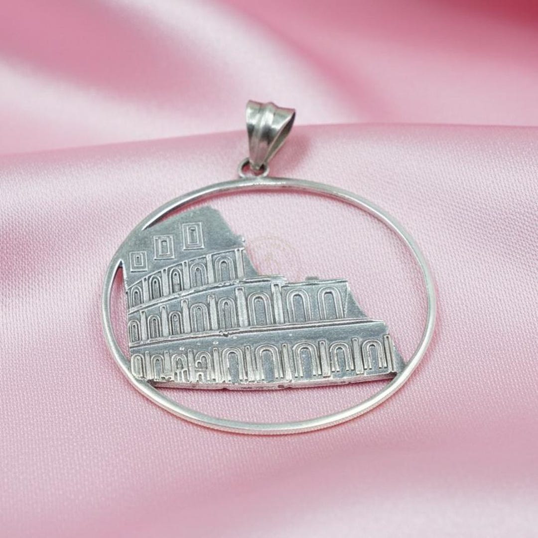 Colosseum Gold Pendant, Unique Design Handmade Necklace, 925 Sterling ...