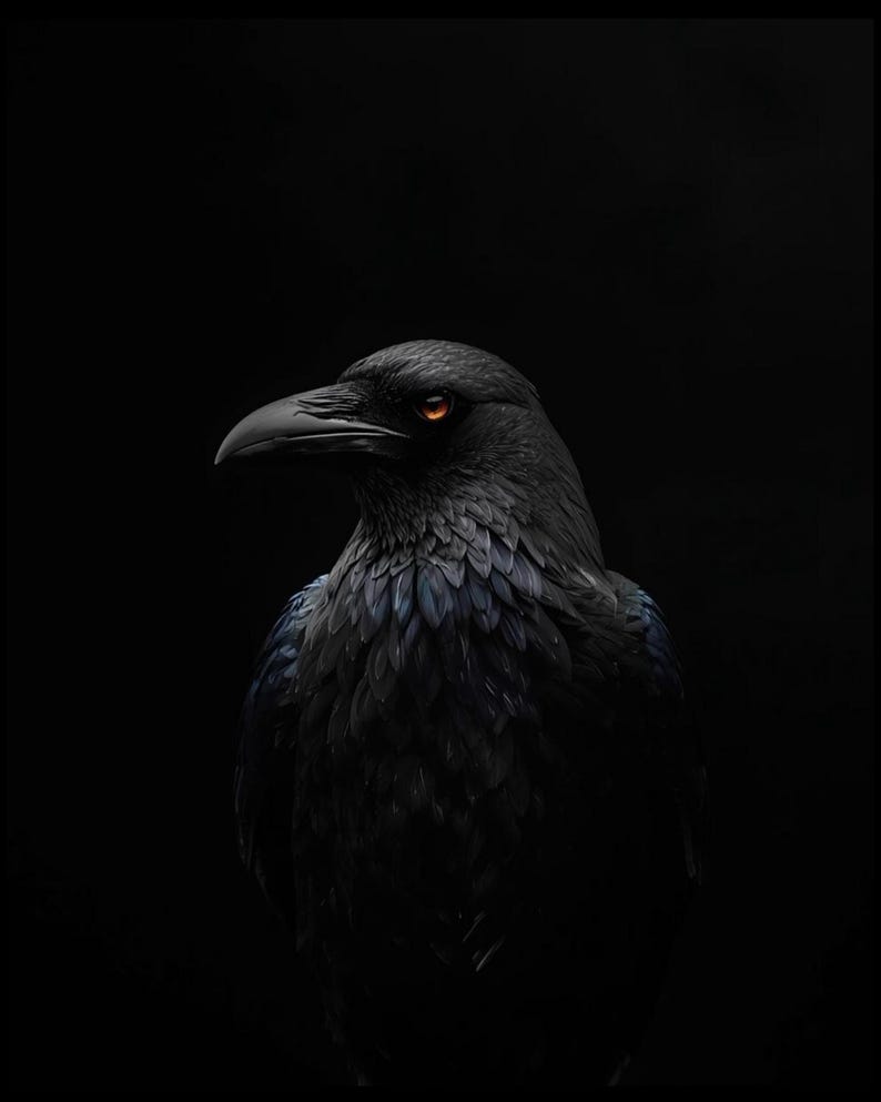 Dark Raven Painting, Gothic Pagan Crow Art (digital Download) - Etsy