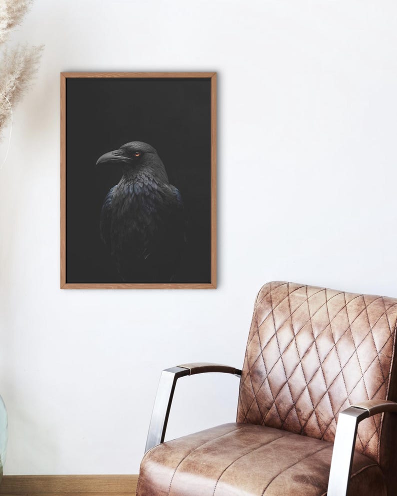 Raven Wall Art – Dark Minimal Masculine Decor | Stoic Crow Poster ...